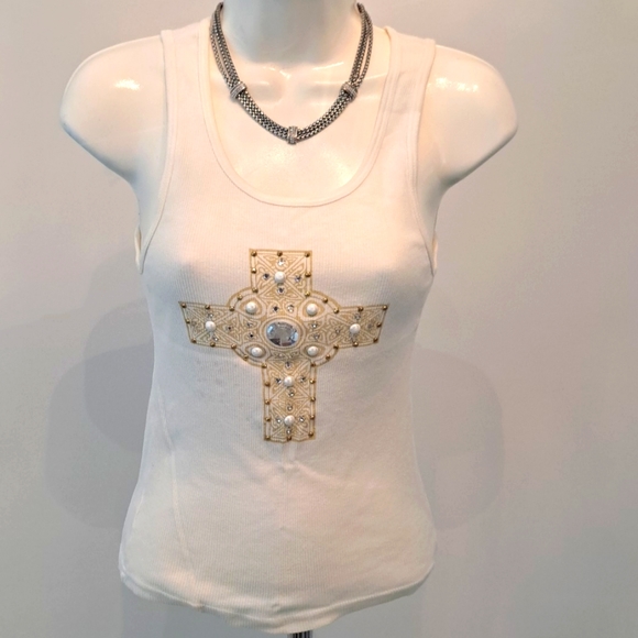 bebe | Tops | Bebe White Cross Top | Poshmark